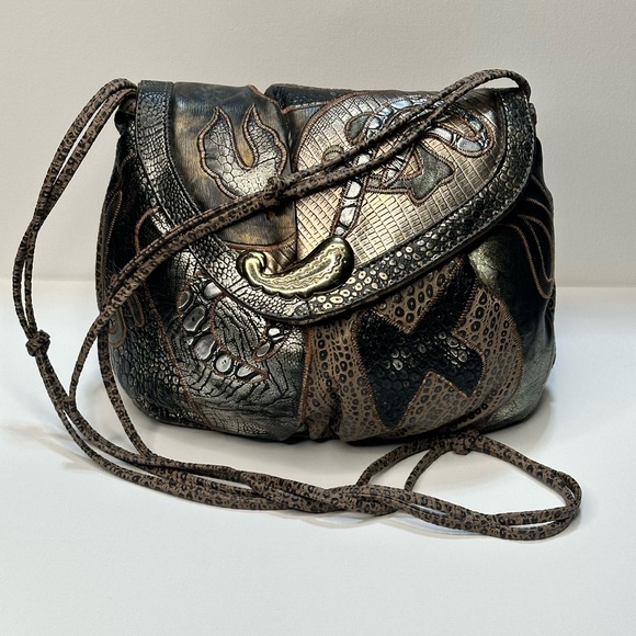 Bags | Vintage Nas Alentino Patchwork Multicolor Frog Skin 198s ...